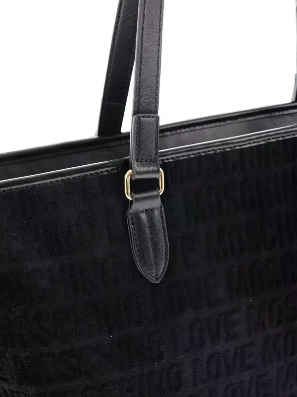 Moschino Love Terry Embossed Logo Tote Bag - Black