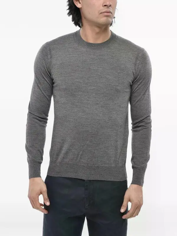 PAOLO PECORA Wool Crew Neck Sweater With Elbow Patches - Grey