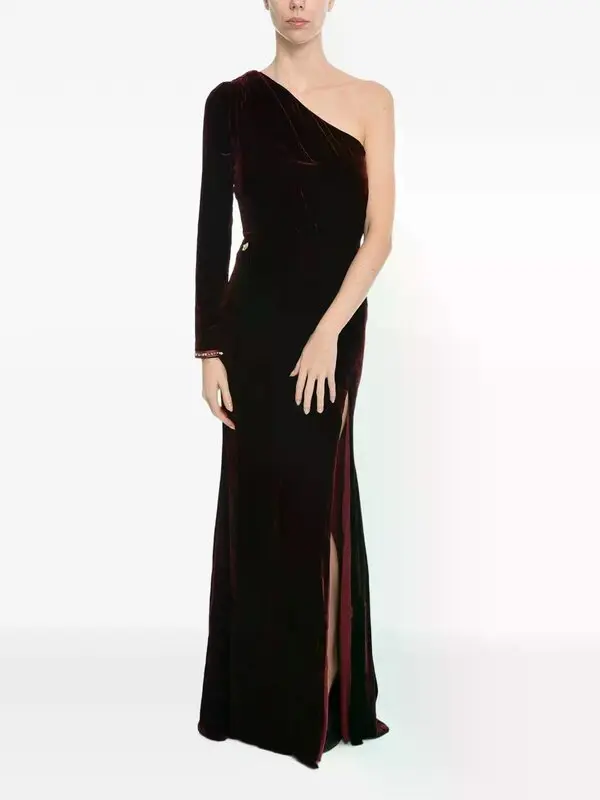 Philipp Plein Stud-embellished One-shoulder Maxi Dress - Red