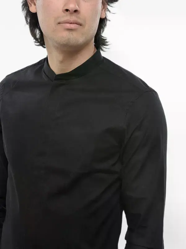 PAOLO PECORA Mandarin-collar Hidden-fastening Shirt