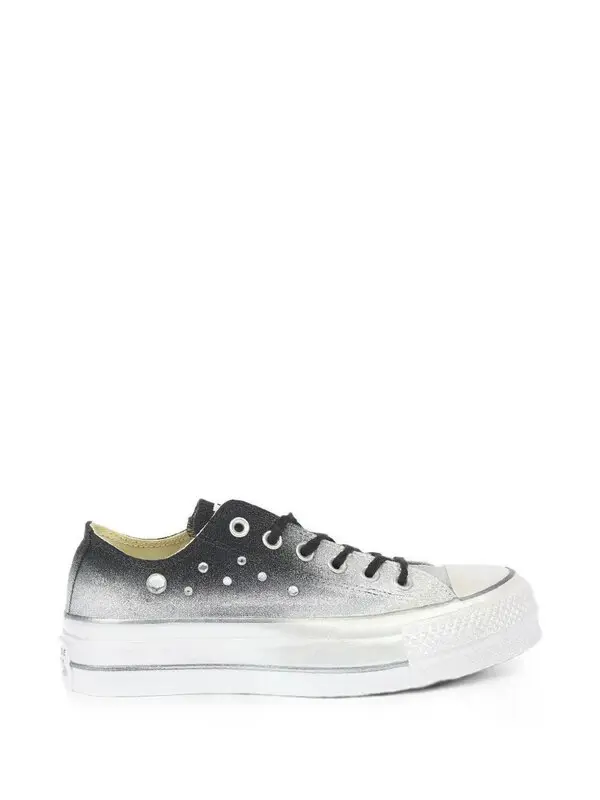 CONVERSE Glitter Effect Stud Embellished Lace-up Sneakers - Silver