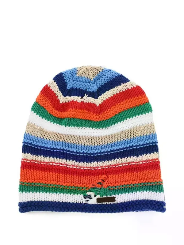 Dsquared2 Distressed Striped Beanie Hat
