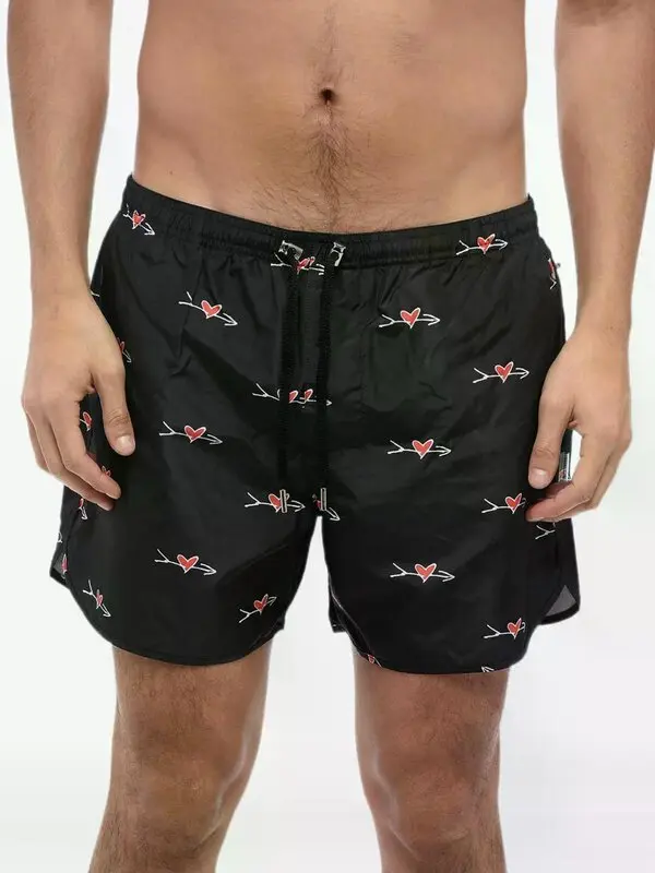 Neil Barrett Cupid Print Drawstring Swim Shorts - Black