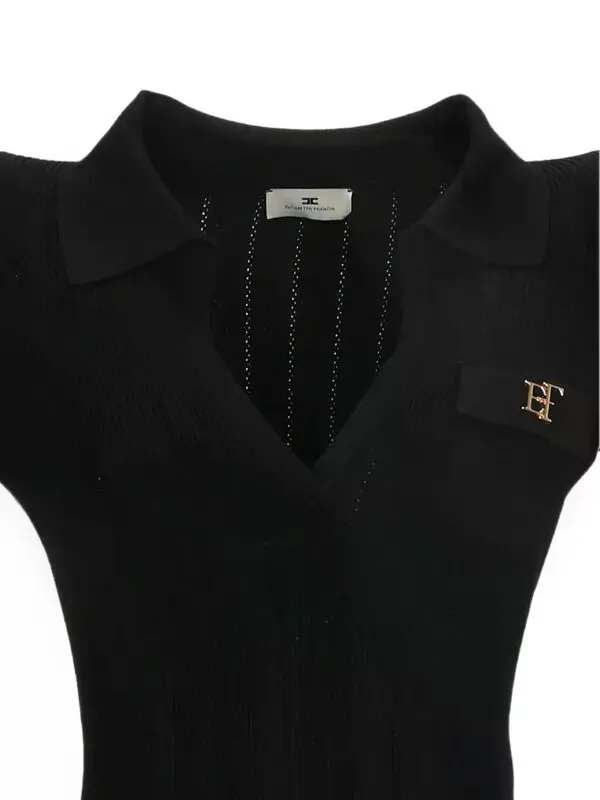 Elisabetta Franchi Ribbed Knit Logo Plaque Bodysuit