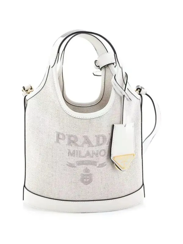 Prada Logo Bucket Bag - Neutrals