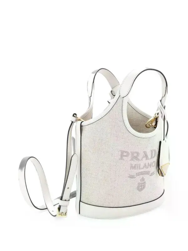 Prada Logo Bucket Bag - Neutrals