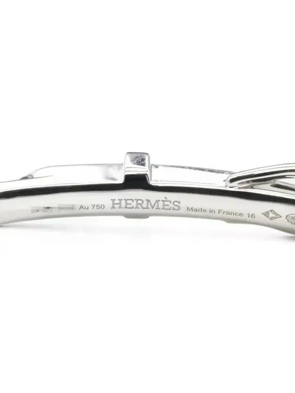 Hermès 18k White Gold Diamond Buckle Bracelet