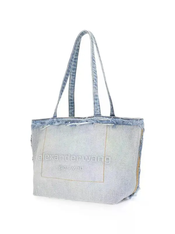 Alexander Wang Logo-embossed Frayed Tote Bag - Blue
