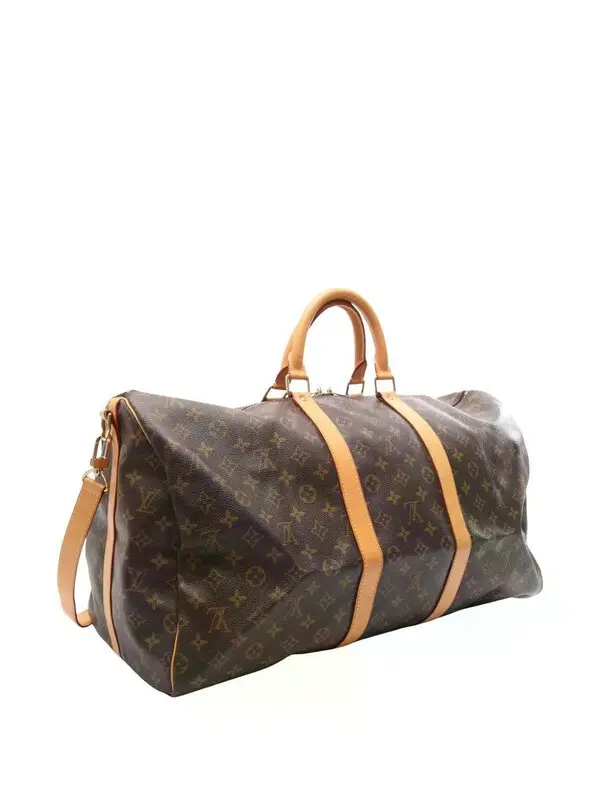 LOUIS VUITTON Monogram Keepall Bandouliere 55 Travel Bag - Brown