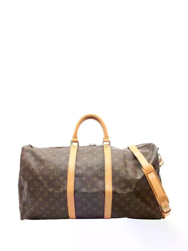 LOUIS VUITTON Monogram Keepall Bandouliere 55 Travel Bag - Brown