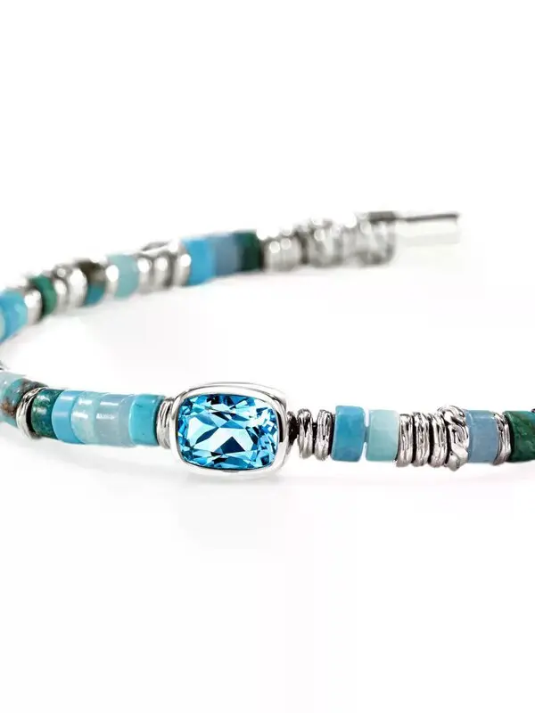 John Hardy Sterling Blue Topaz Heishi Bracelet