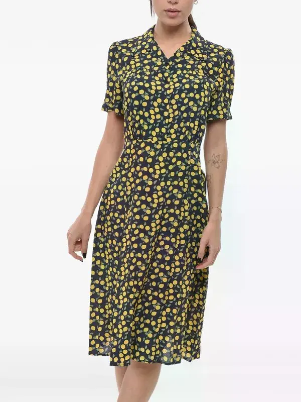 INES DE LA FRESSANGE PARIS Angele Lemon-pattern Midi Shirt Dress - Blue