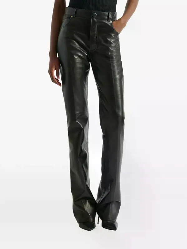 Balmain High-waisted Leather Trousers