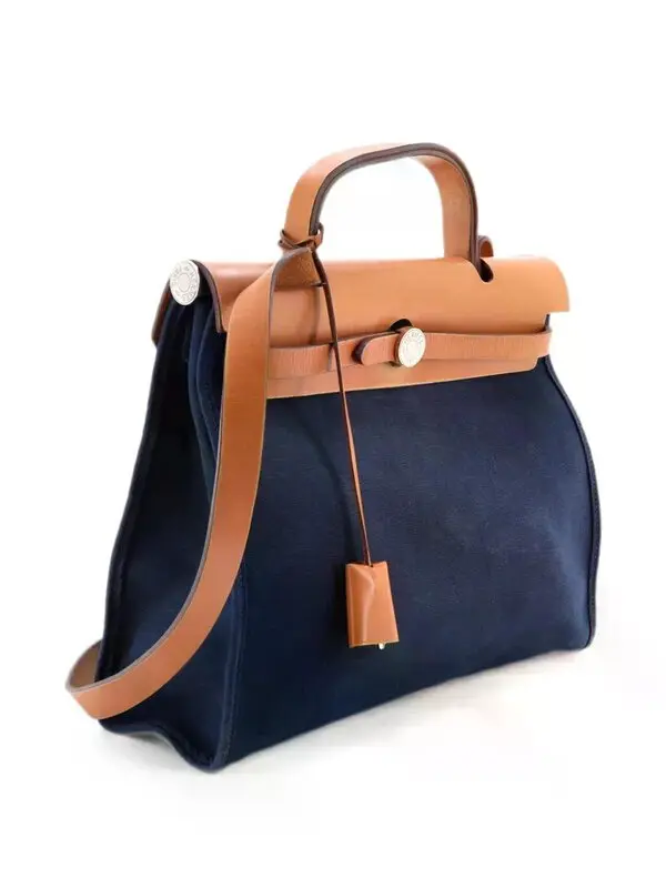 Hermès Herbag Zip Leather And Toile 31 Shoulder Bag - Blue