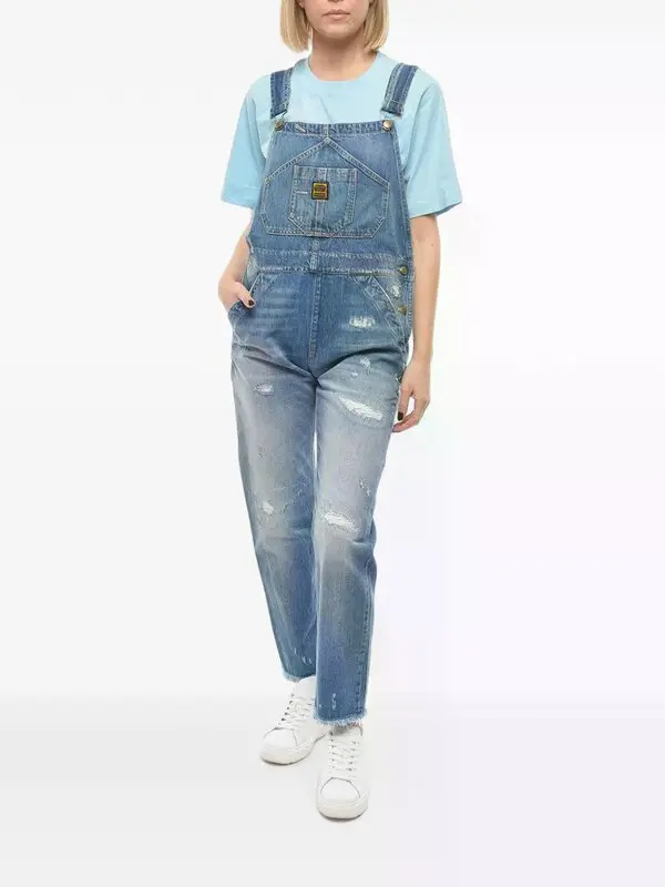 WASHINGTON DEE-CEE Distressed Logo-patch Dungarees - Blue