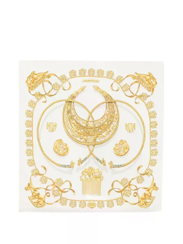 Hermès Les Cavaliers D'or Silk Scarf - Neutrals