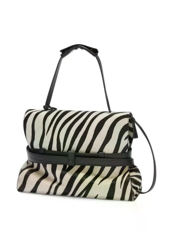 Moschino Zebra-print Belted Tote Bag - White