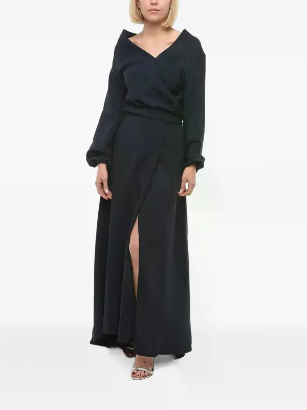 SUPER BLOND Belted Wrap Maxi Dress - Blue