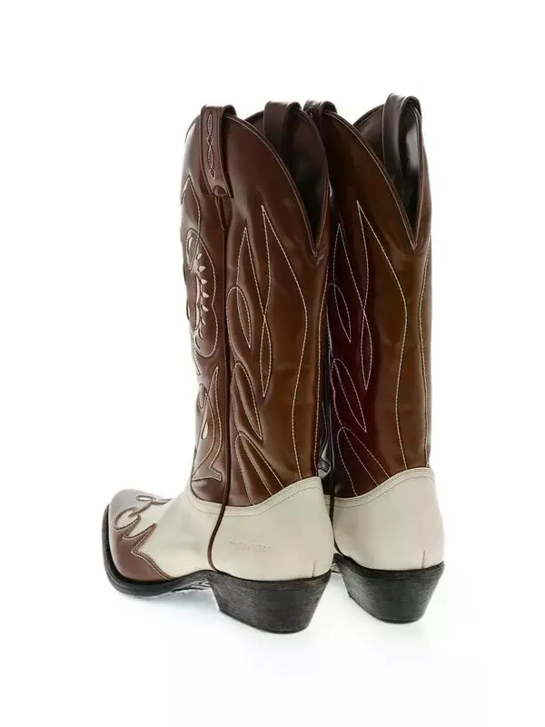 Dsquared2 Topstitched Leather Cowboy Boots