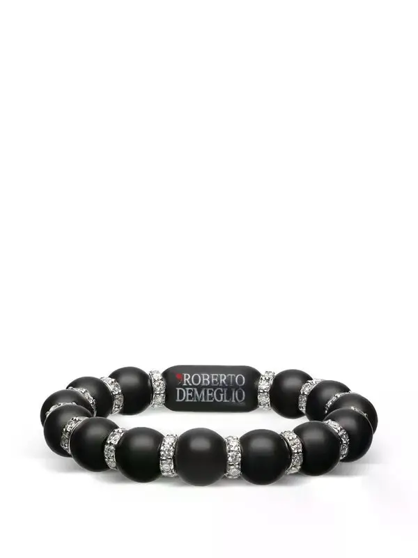Roberto Demeglio Logo-print Diamond And Ceramic Beaded Bracelet - Silver