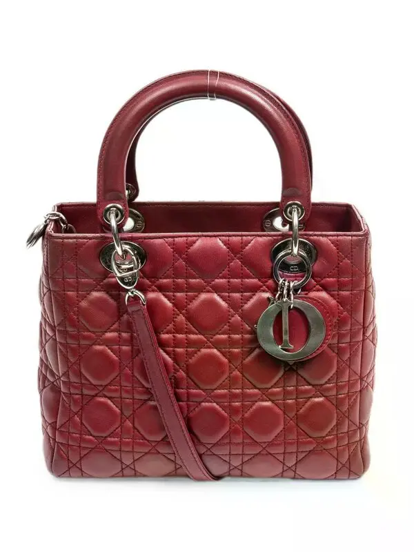 Dior Lady Cannage Tote Bag - Red