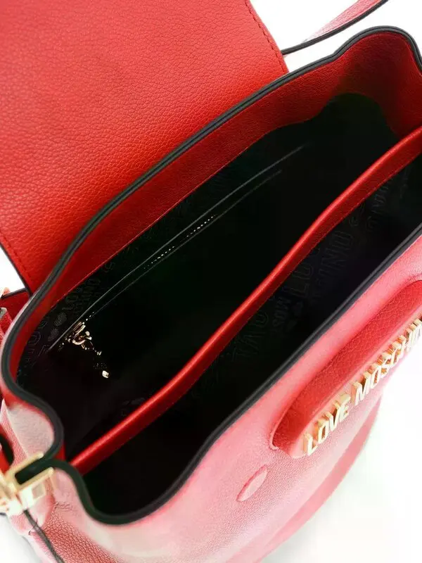 Moschino Pebbled Logo-plaque Bucket Bag