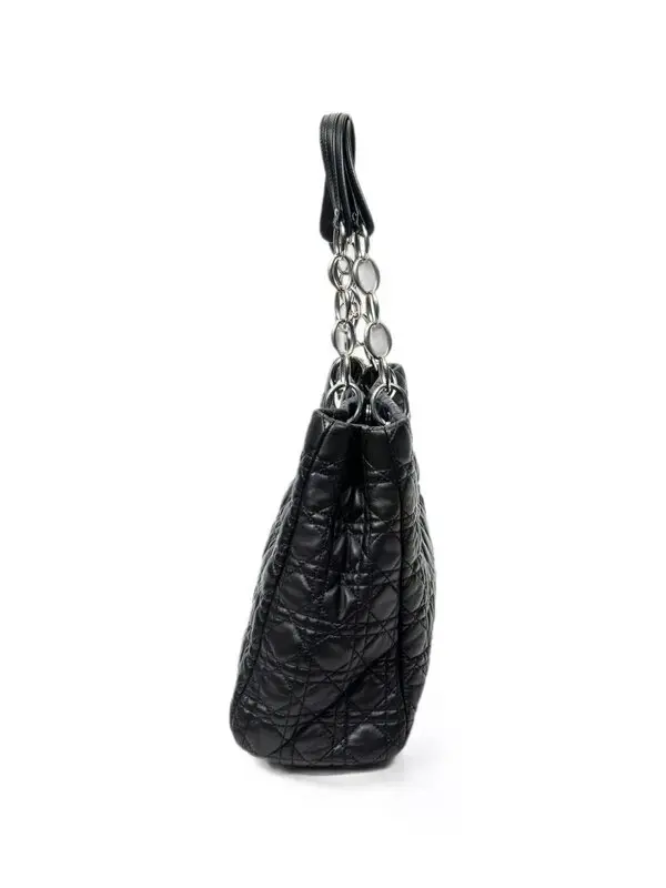 Dior Leather Tote Bag With Chain Strap And Logo Charm