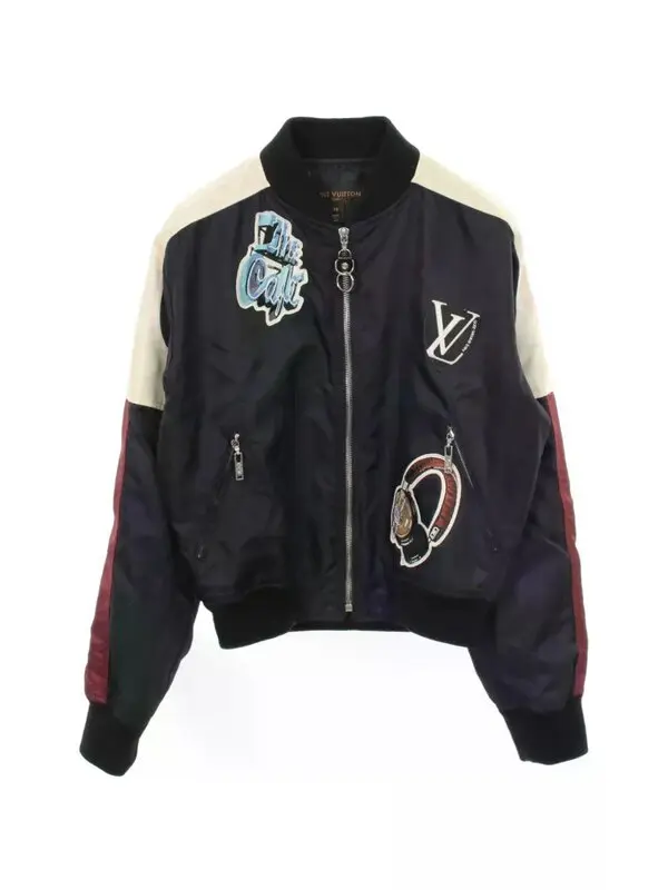 LOUIS VUITTON 2000s Patch Detail Bomber Jacket - Blue