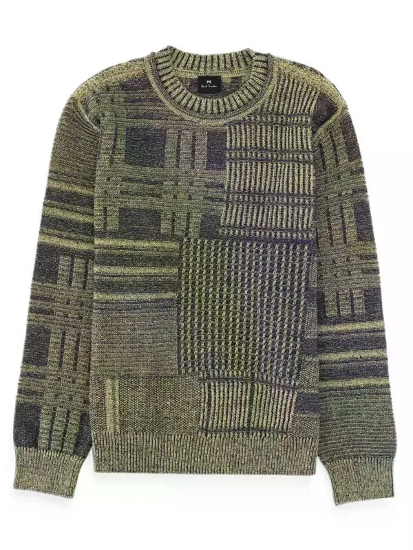 Paul Smith Patchwork-effect Textured-knit Sweater