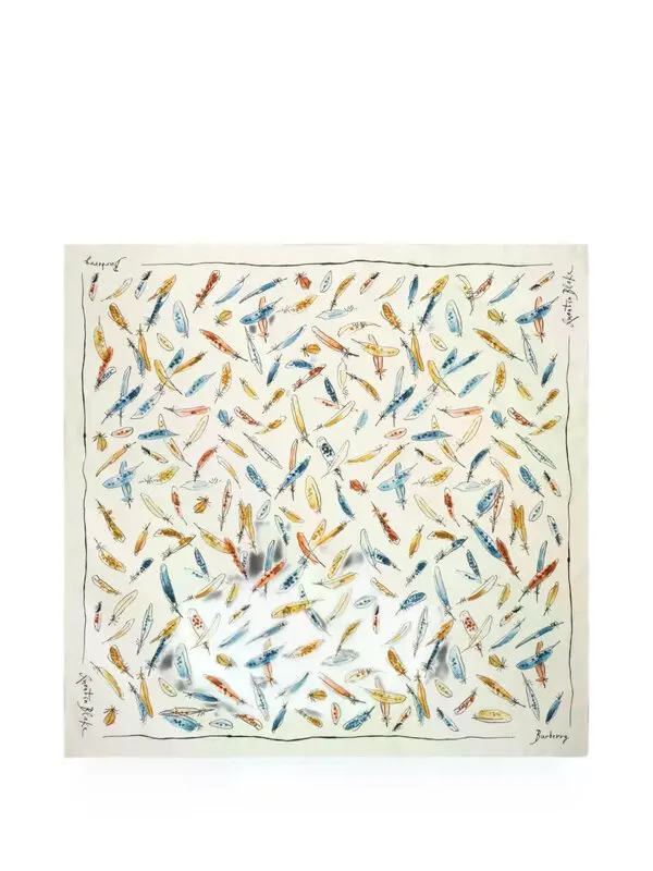 Burberry Feather Print Silk Scarf