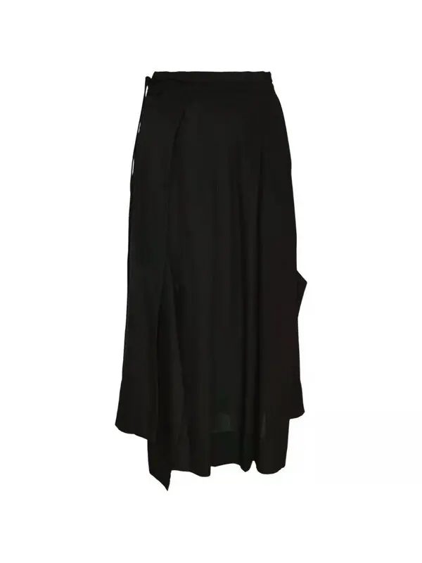 Yohji Yamamoto Unbalanced Tuck Mid Skirt - Black