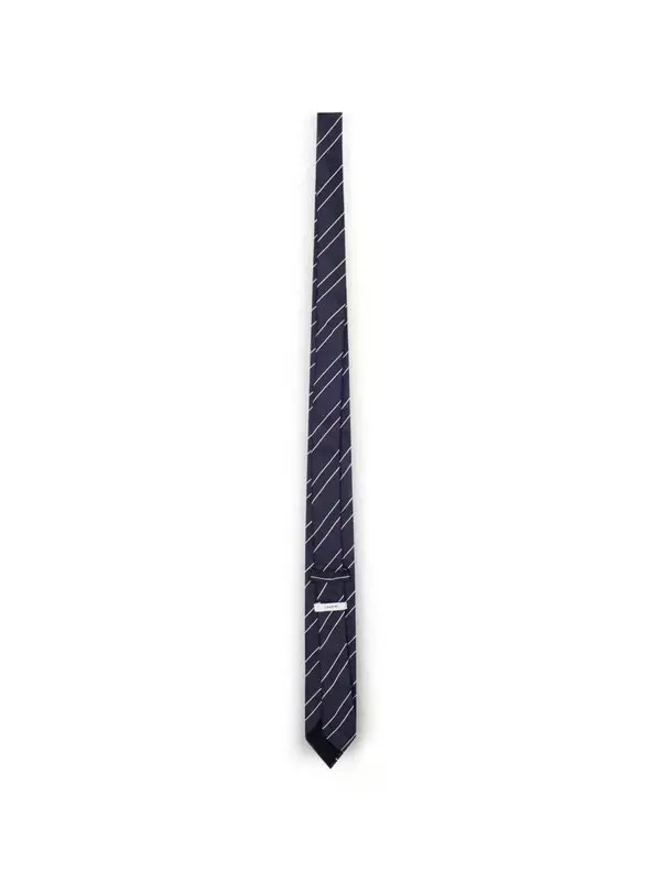 LARDINI Diagonal Stripe Silk Tie - Blue
