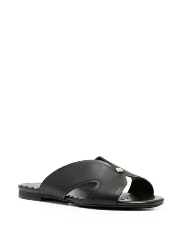 SERGIO MORETTI FIRENZE Leather Cut-out Detail Flat Sandals