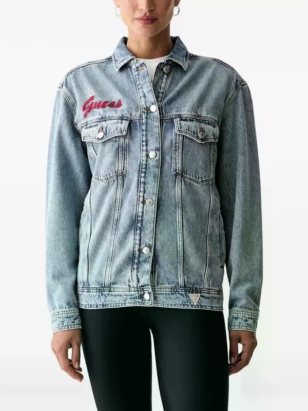 Guess Sequin-embellished Denim Jacket - Blue