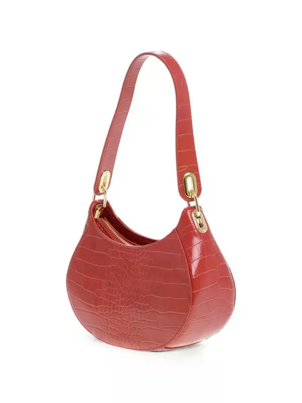 Moschino Croc Effect Shoulder Bag With Heart Logo - Red