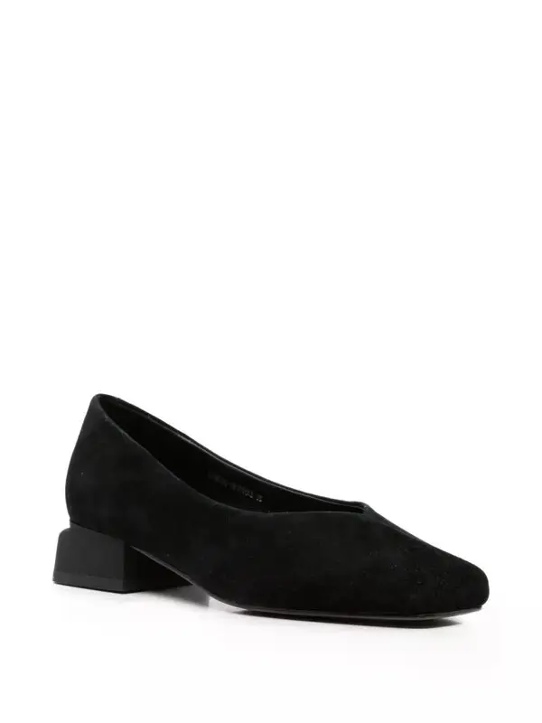 LINDA BAUMANN Square-toe Suede Pumps - Black