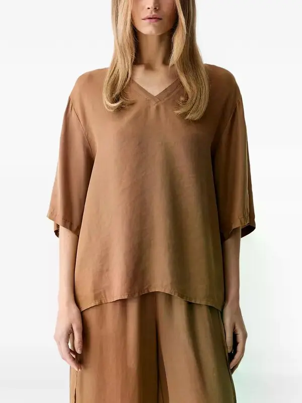VICOLO V-neck Short-sleeve T-shirt - Brown