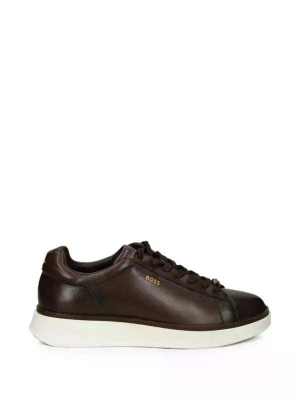 BOSS Leather Logo Print Sneakers