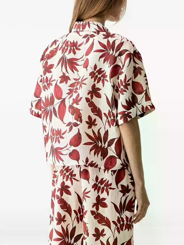 VICOLO Leaf-print Short-sleeve Shirt