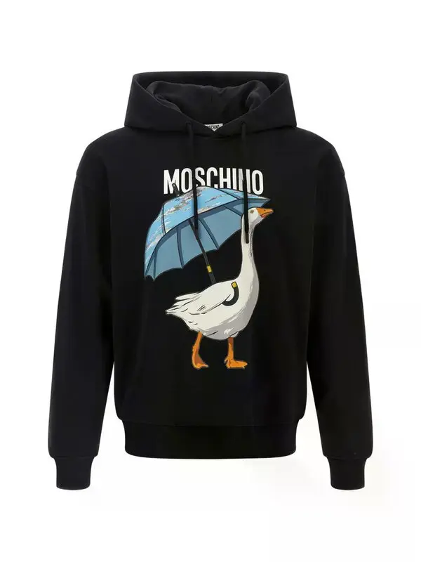 Moschino Goose-print Hoodie - Black