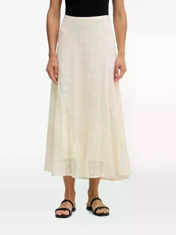 HOSS INTROPIA Roxanne Floral-lace Flared Midi Skirt - Neutrals