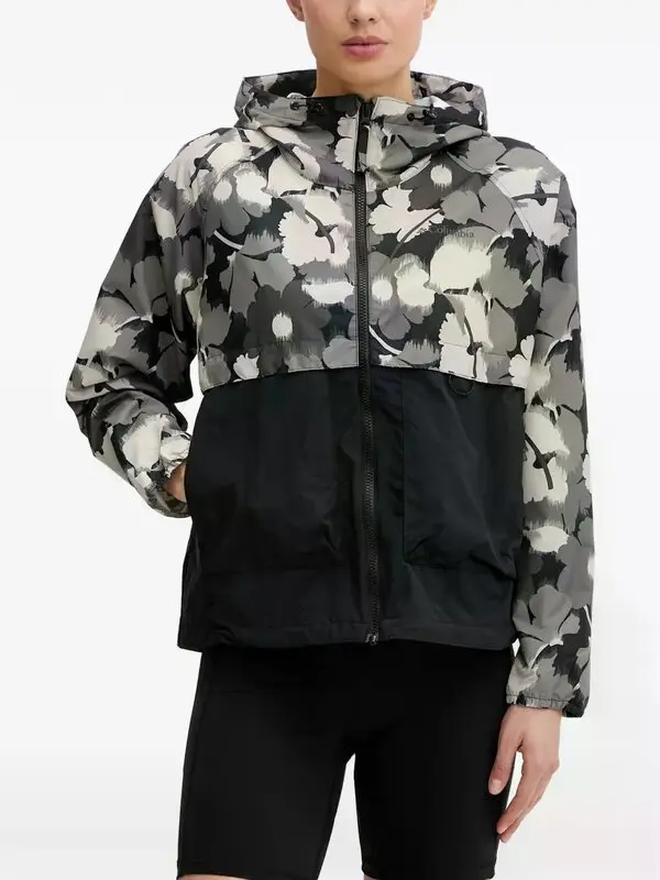 Columbia Spire Valley Floral-print Hooded Jacket - Black