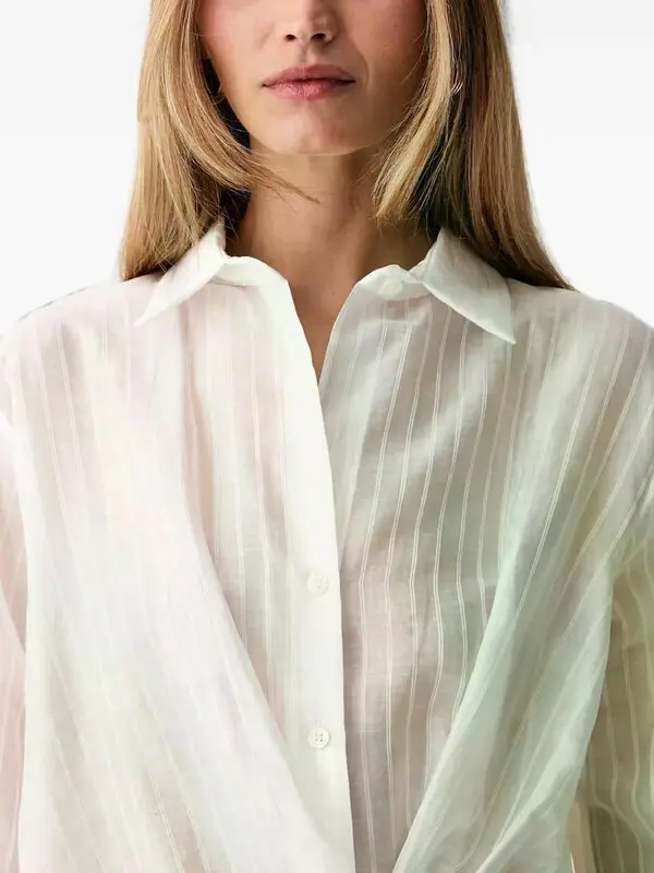 VICOLO Striped Twist-front Blouse
