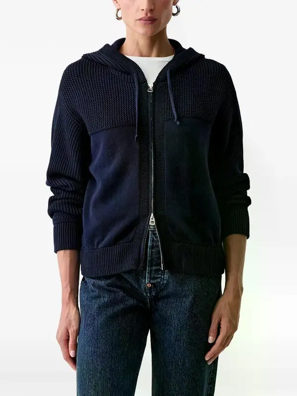 Kenzo Textured-knit Zip-up Hoodie - Blue