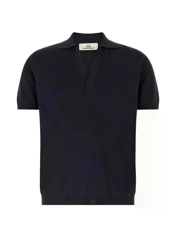 RIVIERA Open-collar Short-sleeve Polo Shirt - Blue