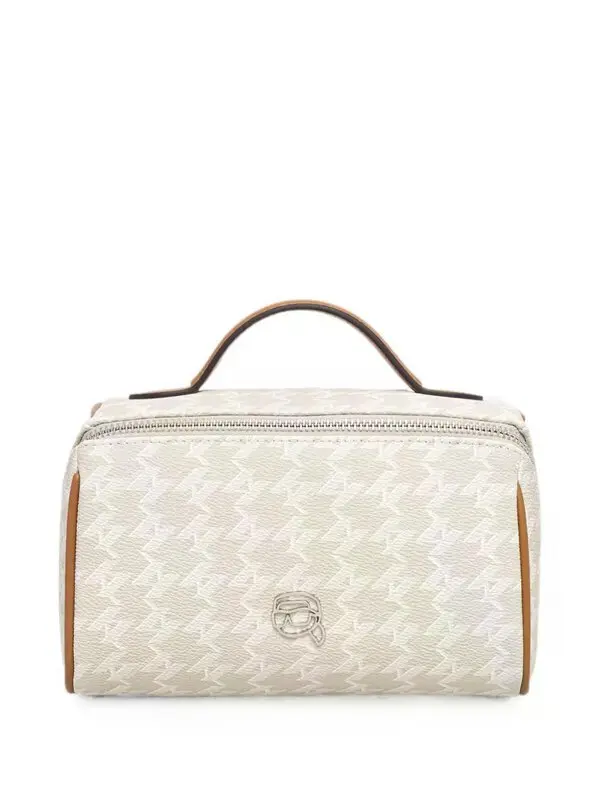 Karl Lagerfeld Logo Print Monogram Makeup Bag