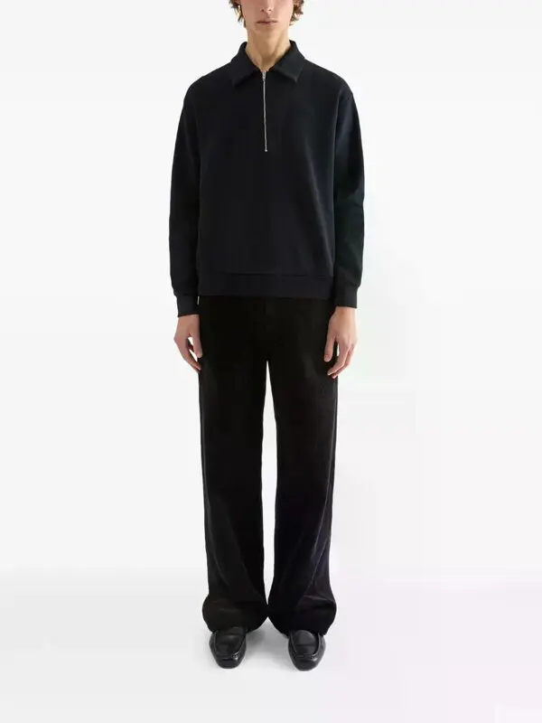 JIL SANDER Monogram Embroidered Polo Collar Sweatshirt