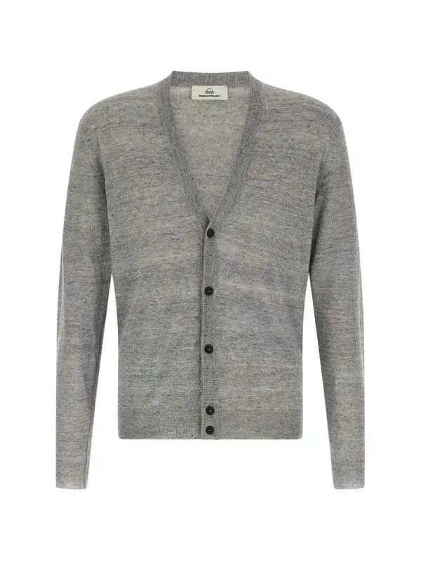 RIVIERA Melange-effect V-neck Cardigan - Grey