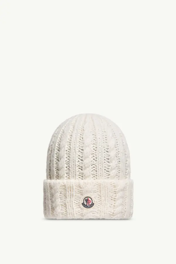 Moncler Cable Knit Beanie - White