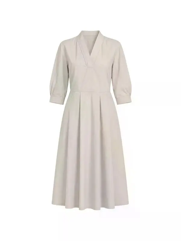 Liviana Conti Madeleine V-neck Pleated Midi Dress - Neutrals
